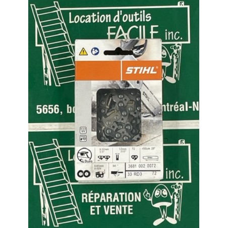 Carbide Chain 33RD3 72 Stihl